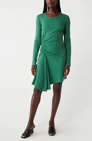 Michael Stars Marina Side Ruched Long Sleeve Dress - Palm