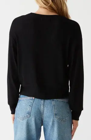 Michael Stars Ilsa Rib Knit Cardigan - Black