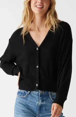 Michael Stars Ilsa Rib Knit Cardigan - Black