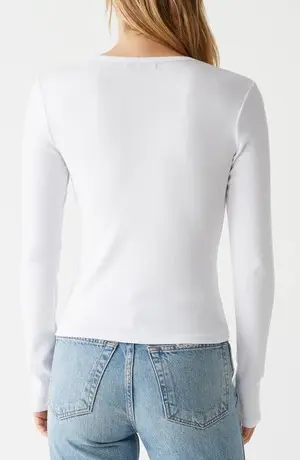 Michael Stars Remi V-neck Rib Top - White