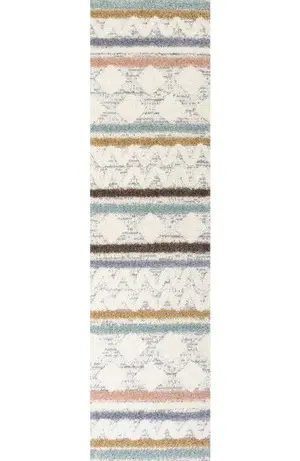 JONATHAN Y Faiza Moroccan Striped Geometric High-low Area Rug - Multi/cream