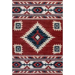 JONATHAN Y Serape Medallion Southwestern Area Rug - Red/navy/cream