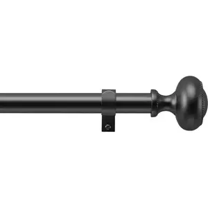 Dkny Barrett Adjustable Curtain Rod & Finial Set Black