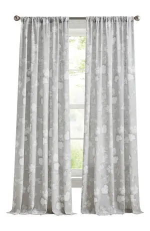 Dkny Dandelion Floral Print Set Of 2 Poletop Curtain Panels - Grey