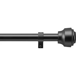 Dkny Cohen Adjustable Curtain Rod & Finial Set - Black