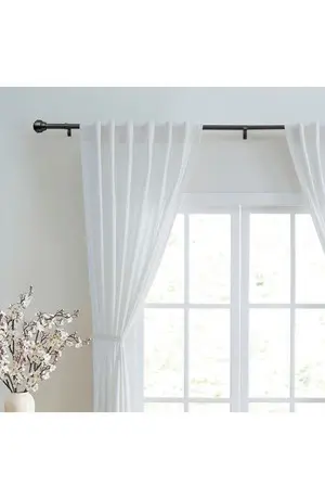 Dkny Cohen Adjustable Curtain Rod & Finial Set - Black