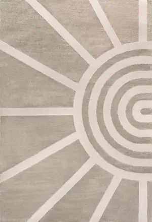 JONATHAN Y Aelius Midcentury Scandinavian Abstract Sun Two-tone High-low Area Rug - Beige/cream