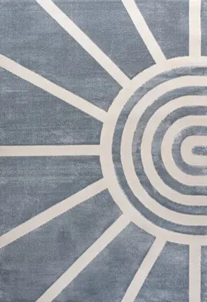 JONATHAN Y Aelius Midcentury Scandinavian Abstract Sun Two-tone High-low Area Rug Blue/white