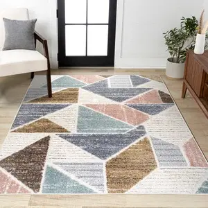 JONATHAN Y Aileen Geometric Scandi Colorblock Carved Area Rug