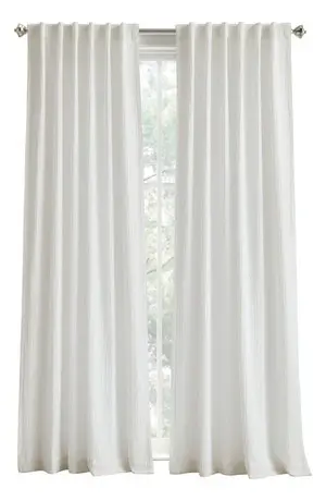 DKNY PURE Waffle Stripe Set Of 2 Cotton Curtain Panels - White