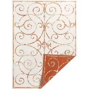JONATHAN Y Danae Classic Cottage Filigree Scroll Reversible Machine-washable Indoor/outdoor Area Rug - Cream/terra
