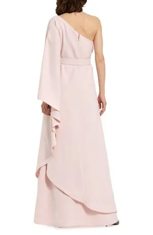 Mac Duggal Crepe One Sleeve Belted Kaftan Dress