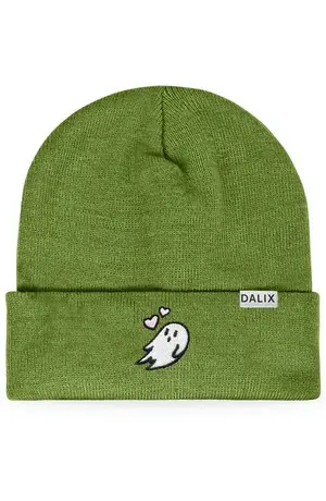 DALIX Dalix Heartly Ghost Beanie Olive