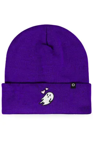 DALIX Heartly Ghost Beanie Cap - Purple