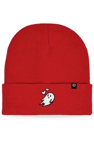 DALIX Dalix Heartly Ghost Beanie Cap Red