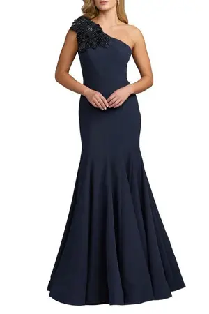 Mac Duggal MAC DUGGAL Crepe One-Shoulder Gown Midnight