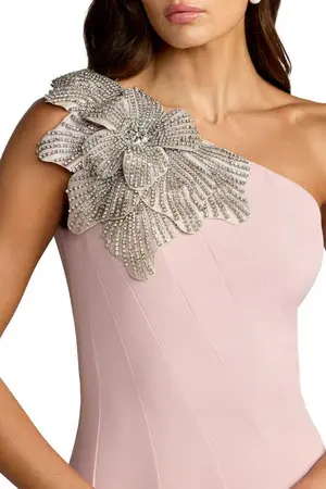 Mac Duggal Crepe One-shoulder Gown - Rose