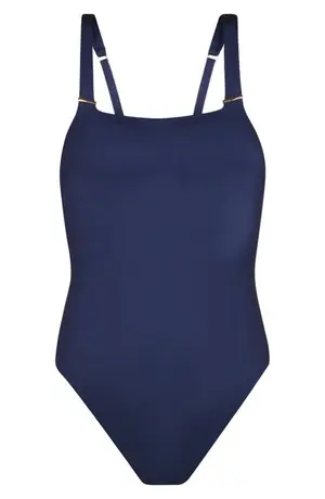 La Blanca Luxe Square Neck One-piece Swimsuit - Indigo