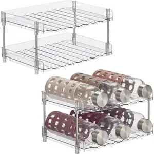 MDESIGN Free-stand Stackable 2-tier Water Bottle Holder - Clear/polished Ss