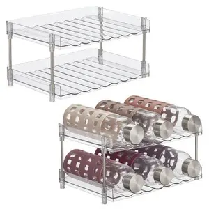 MDESIGN Free-stand Stackable 2-tier Water Bottle Holder - Clear/polished Ss