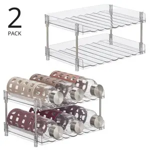 MDESIGN Free-stand Stackable 2-tier Water Bottle Holder - Clear/polished Ss