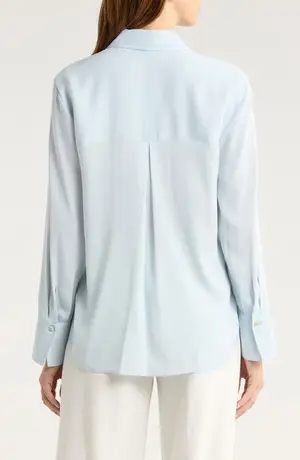 Vince Stretch Silk Button-up Shirt - Glacier