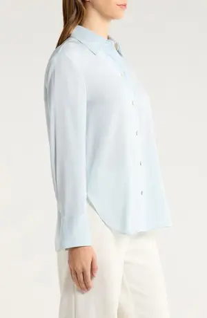 Vince Stretch Silk Button-up Shirt - Glacier