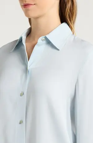 Vince Stretch Silk Button-up Shirt - Glacier