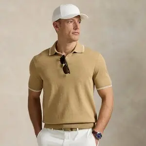 Ralph Lauren Performance Cotton-blend Polo Sweater Camel Melange