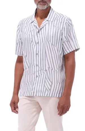 Bugatchi Jackson Stripe Lyocell Camp Shirt