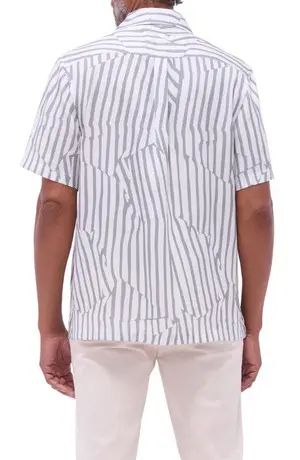 Bugatchi Jackson Stripe Lyocell Camp Shirt