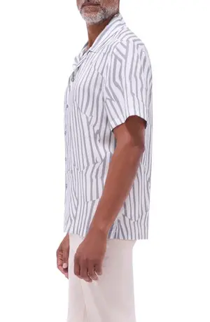 Bugatchi Jackson Stripe Lyocell Camp Shirt