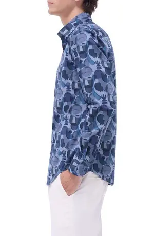 Bugatchi Julian Shaped Fit Stretch Cotton Button-up Shirt - Cobalt