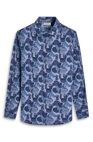 Bugatchi Julian Shaped Fit Stretch Cotton Button-up Shirt - Cobalt