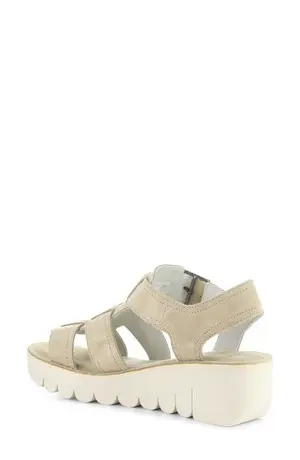 Fly London Yudd Platform Wedge Sandals - Taupe