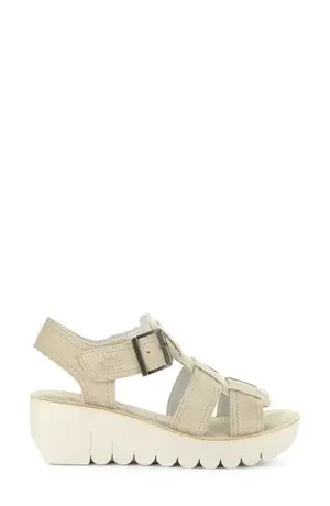 Fly London Yudd Platform Wedge Sandals - Taupe