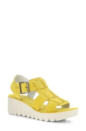 Fly London Fly London Yudd Platform Wedge Sandals Yellow