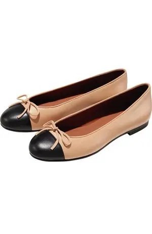 MARGAUX LONNBERG Cap-toe Demi Ballet Flats - Dune And Black