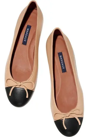 MARGAUX LONNBERG Cap-toe Demi Ballet Flats - Dune And Black