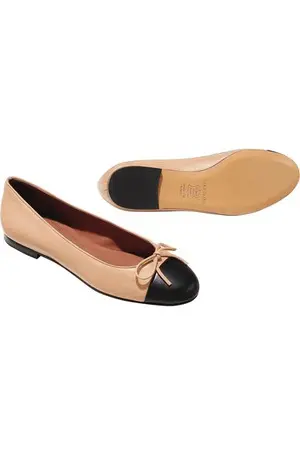 MARGAUX LONNBERG Cap-toe Demi Ballet Flats - Dune And Black