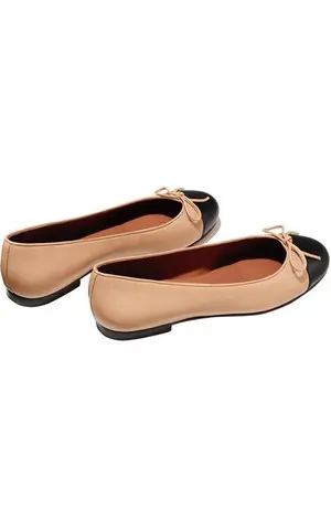 MARGAUX LONNBERG Cap-toe Demi Ballet Flats - Dune And Black