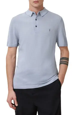 ALLSAINTS Mode Merino Wool Polo Willow Blue