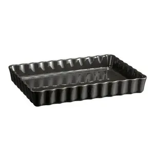 EMILE HENRY Deep Rectangle Tart Dish - Charcoal