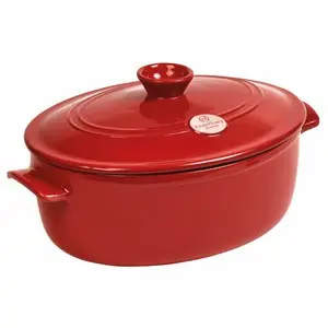 EMILE HENRY Flame 6.3 Quart Oval Stewpot Dutch Oven - Burgundy