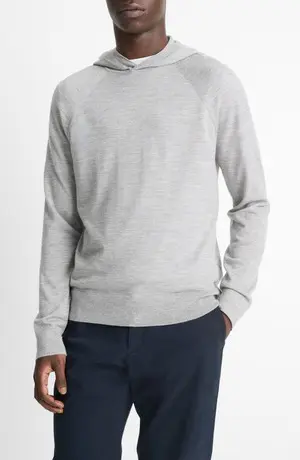 Vince Wool & Cashmere Hooded Sweater - Heather Grey