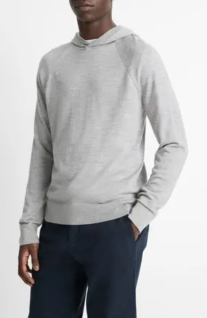 Vince Wool & Cashmere Hooded Sweater - Heather Grey