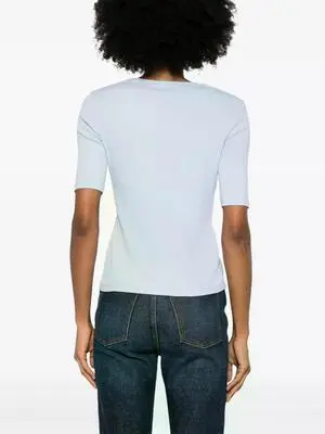 Vince Ribbed Cotton T-shirt - Blue