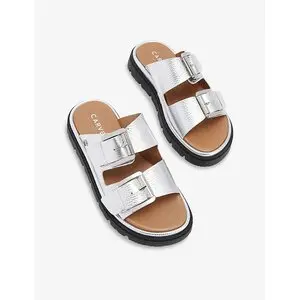 Carvela Pavilion Buckle-strap Metallic-leather Sandals - Silver
