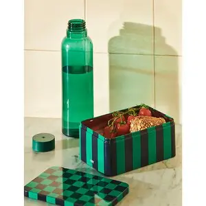 HAY Checkerboard-pattern Small Tin Container - Green And Dark Blue
