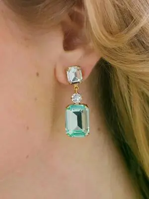 JENNIFER BEHR Justine Crystal Drop Earrings - Green